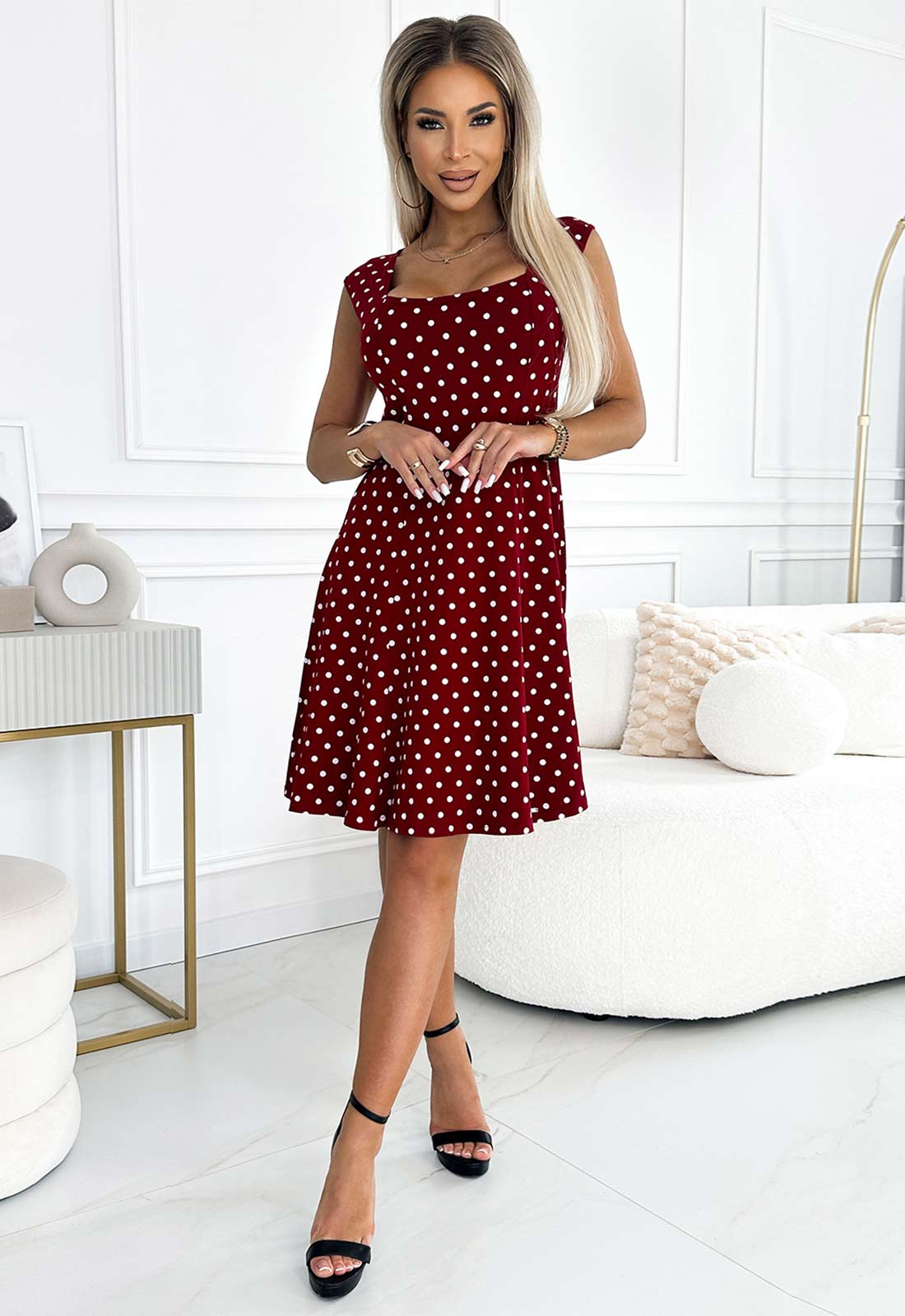 LBD Exclusive Maroon Polka Dot Stella Shift Dress