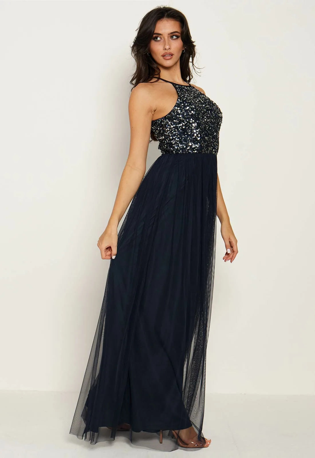 ANGELEYE Navy Ava Sequin Maxi Dress